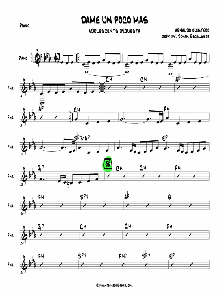 Dame Un Poco Mas - Piano | PDF