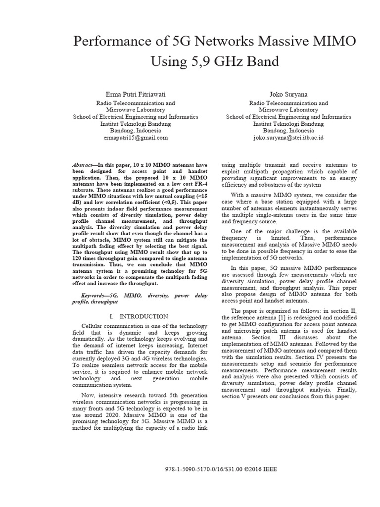 Performance of 5G Networks Massive Mimo Using 5,9 GHZ Band: Erma Putri Fitriawati Joko Suryana ...