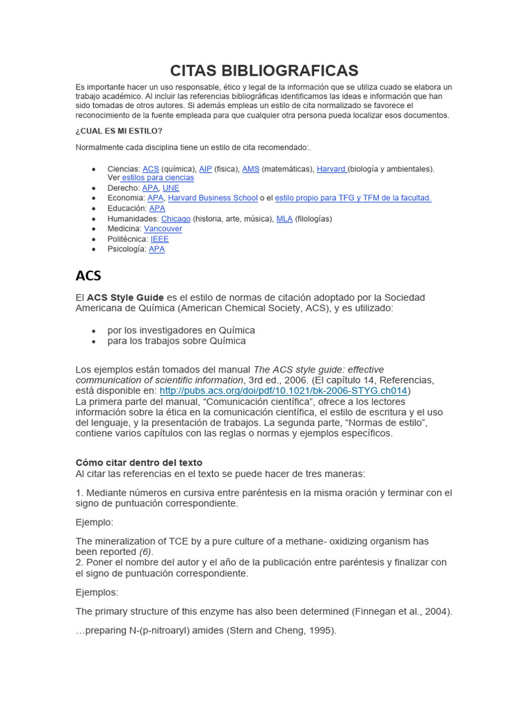 Citas Bibliograficas | PDF | Citación | Estilo apa