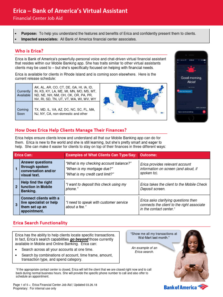 Bank of America Erica Assistant Guide | PDF | Credit Card | Economies