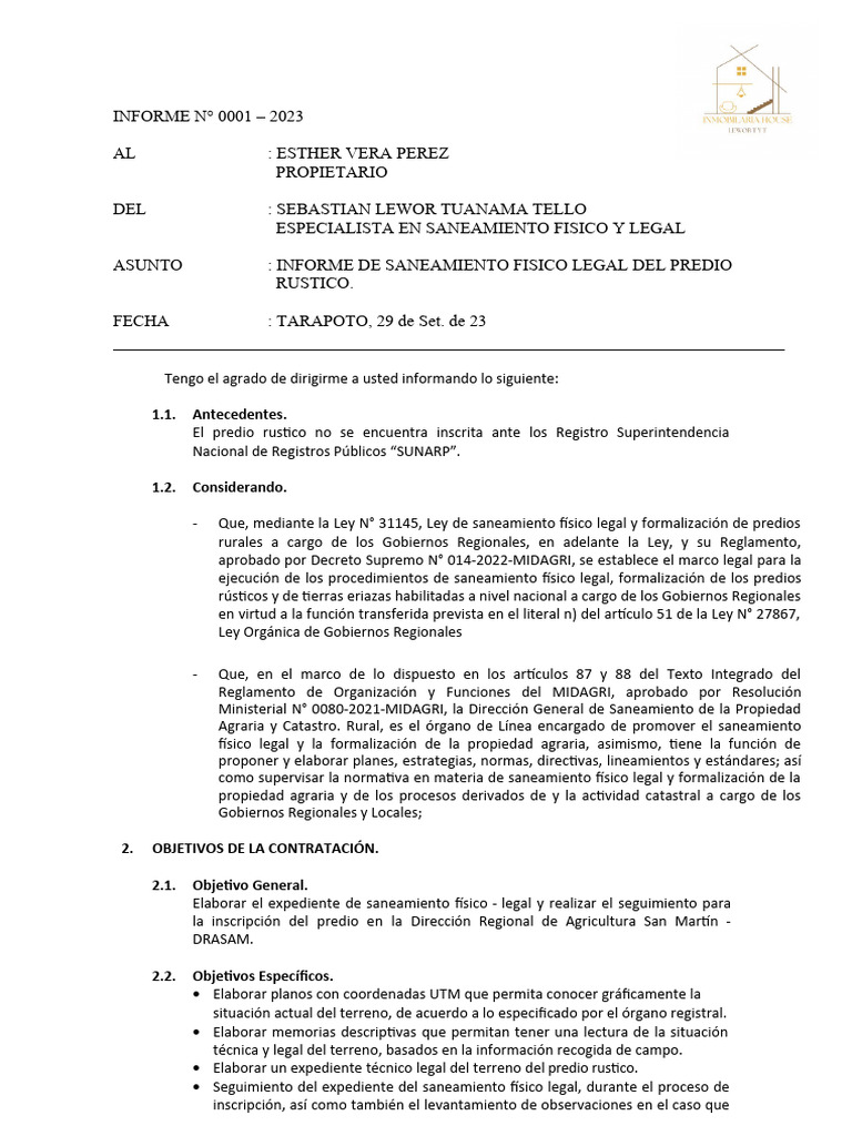 Imforme Legal N001 - 12 | PDF | Propiedad