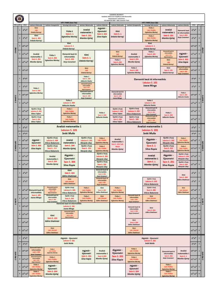 Orari Perfundimtar | PDF