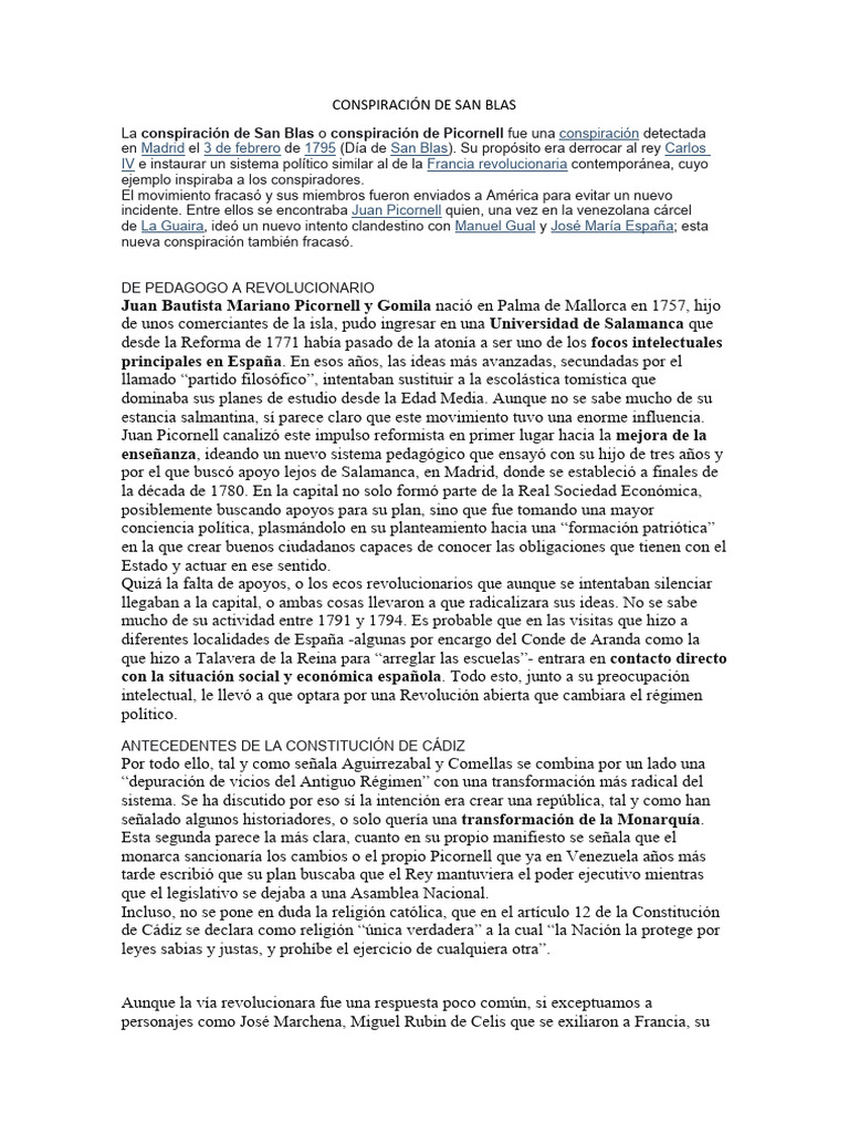 Conspiración de San Blas | PDF