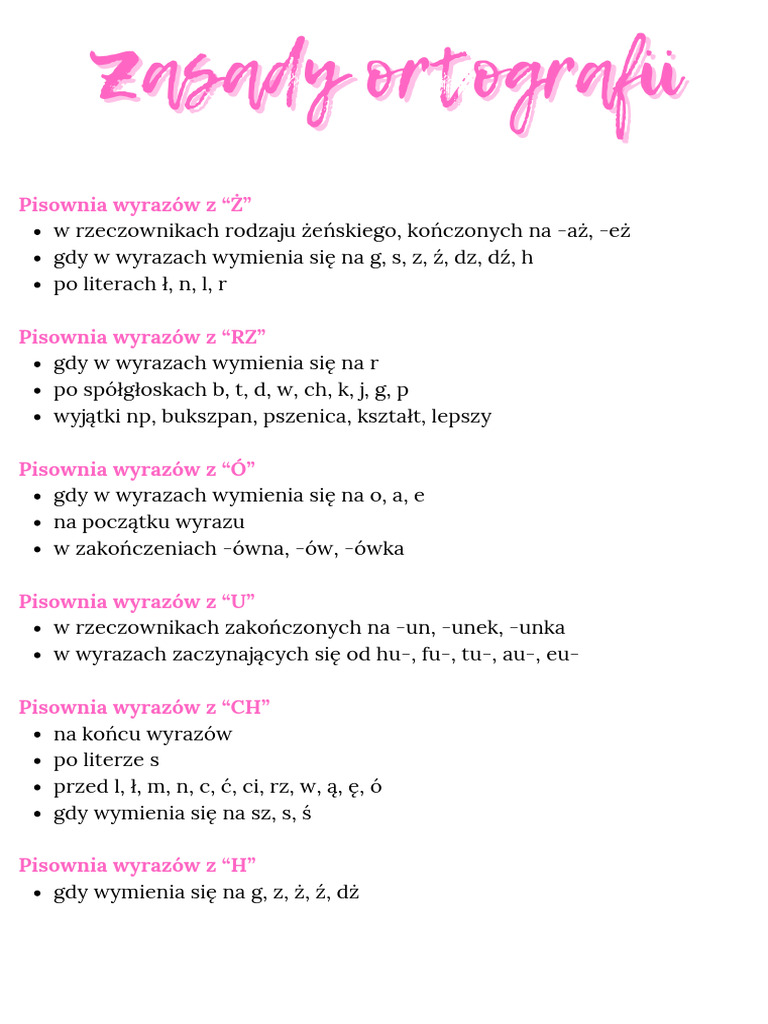 Zasady Ortografii | PDF