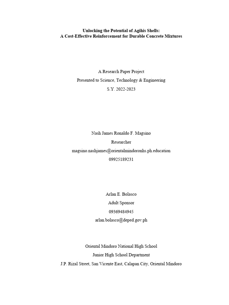 Utilization of River Mussel (Agihis) Shells For Concrete Fortification ...