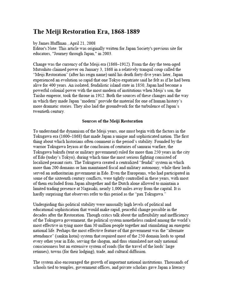 Meiji Restoration: Japan's Transformation | PDF | Japan