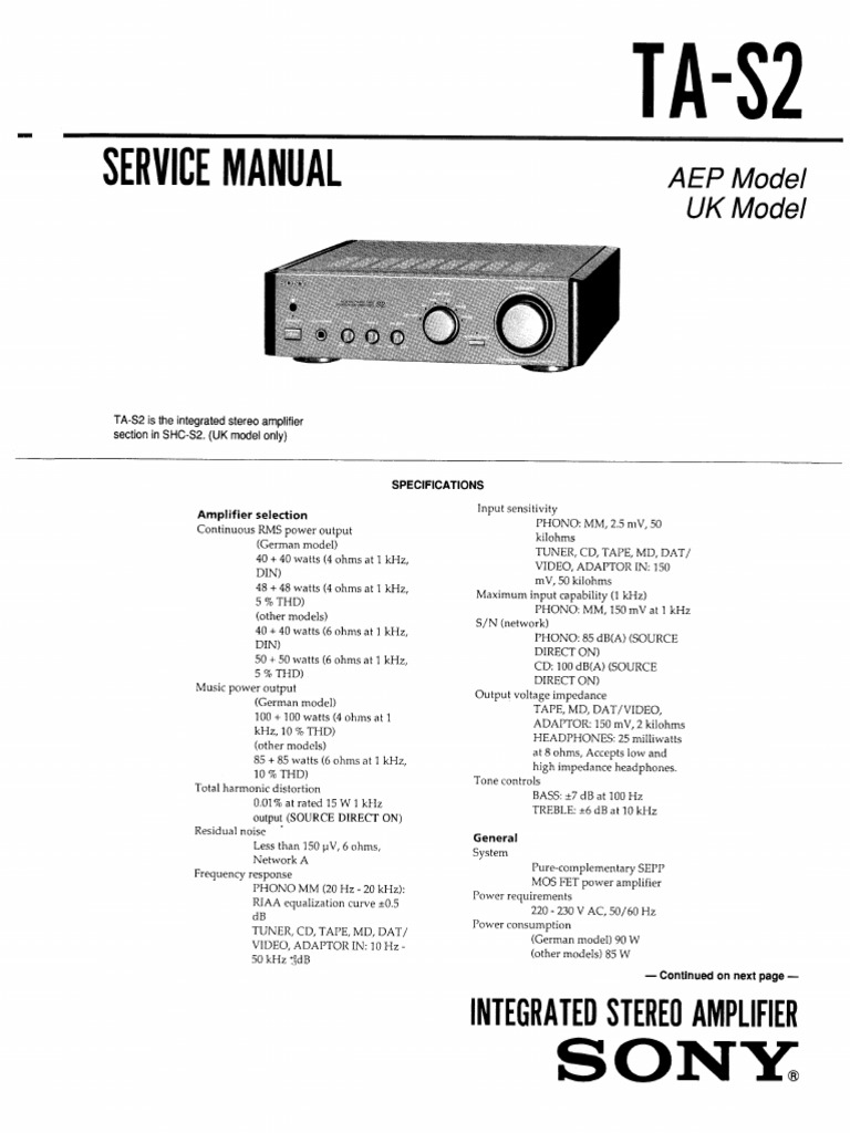 Sony Ta-S2 | PDF
