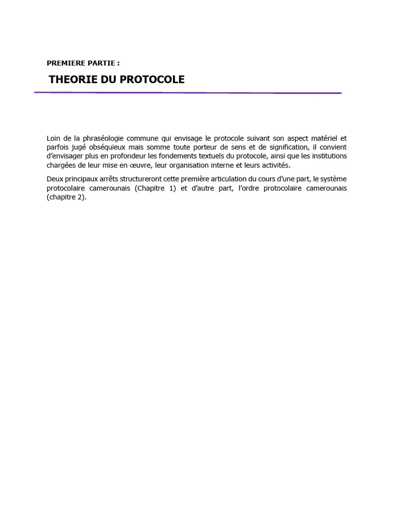 Premiere Partie Pratique Protocolaire | PDF | Diplomatie | Institutions ...