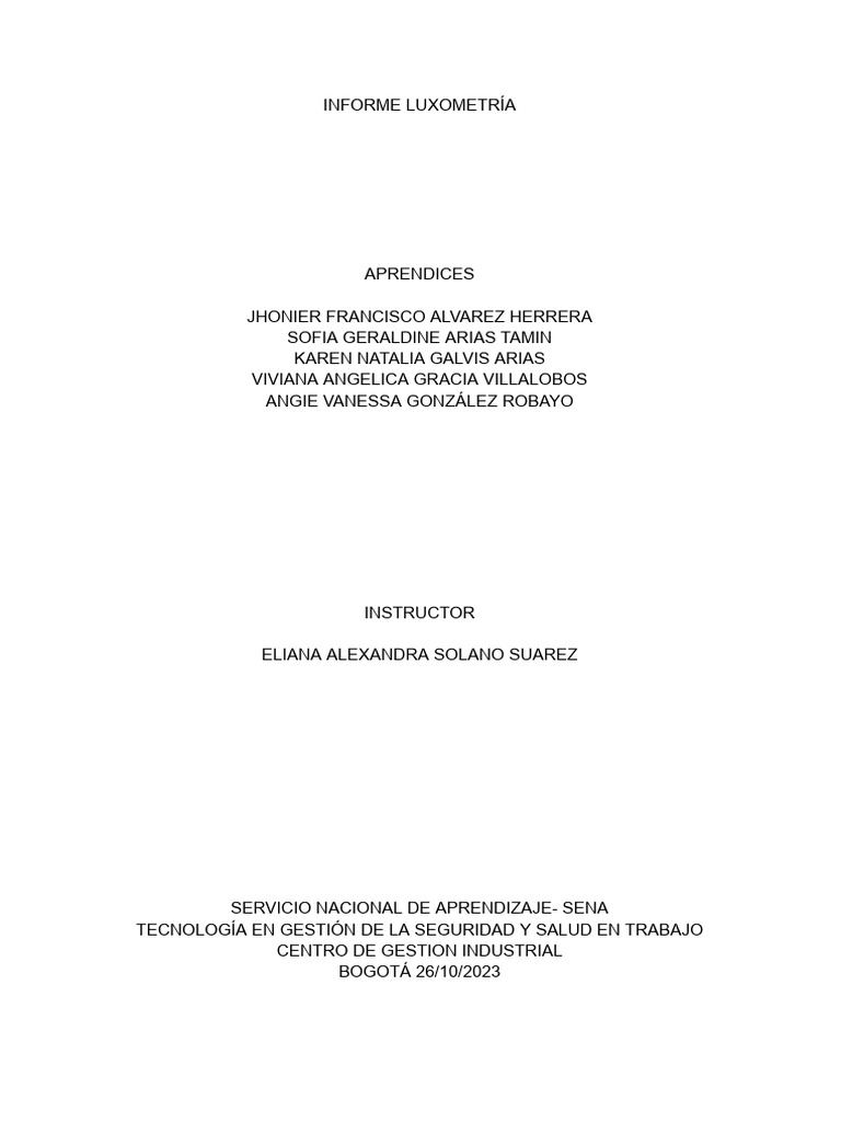Informe de Luxometría Laboral | PDF | Encendiendo | Medición