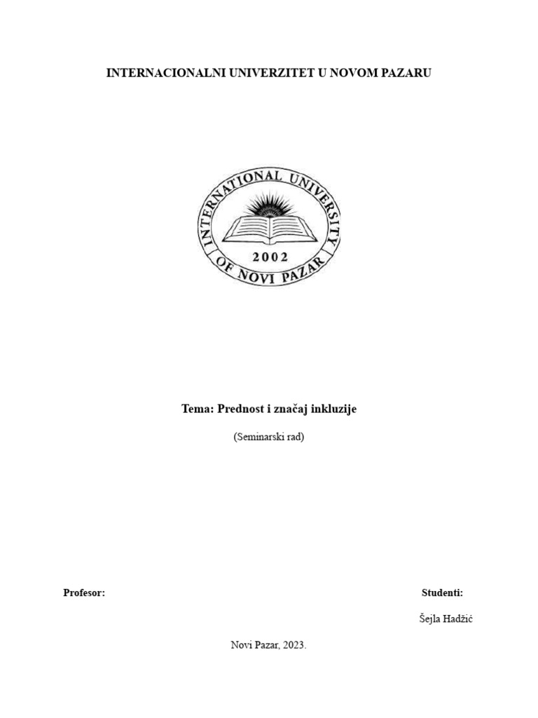 Prednosti I Značaj Inkluzije | PDF