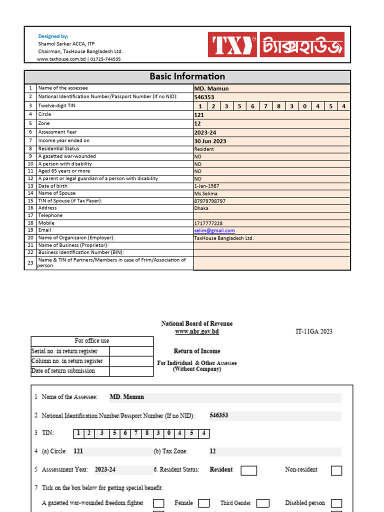 Personal Tax Return Form IT 11GA 2023 | PDF | Expense | Revenue
