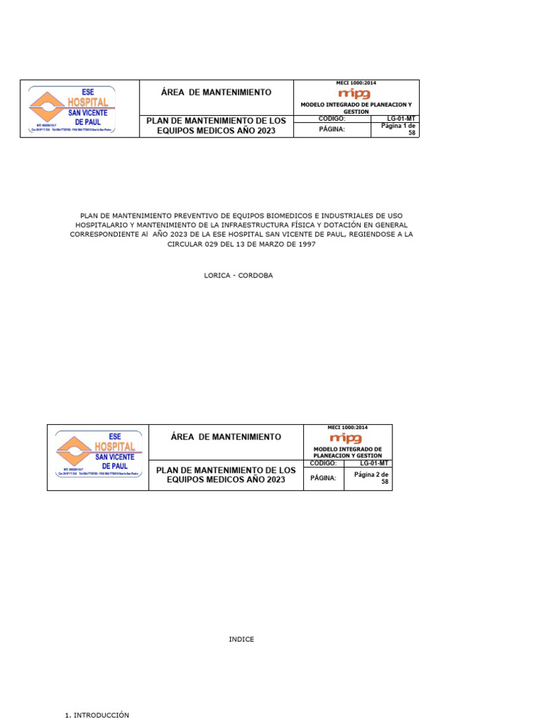 Plan de Mtto. Año 2023 | PDF | Laboratorios | Electrónica