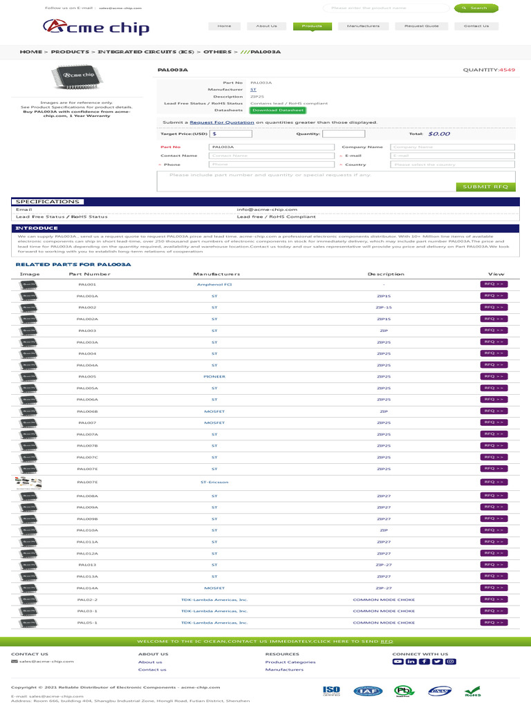 PAL003A - Integrated Circuits (ICs) - Others - Acme-Chip - Com - Acme Chip | PDF | Electronics ...