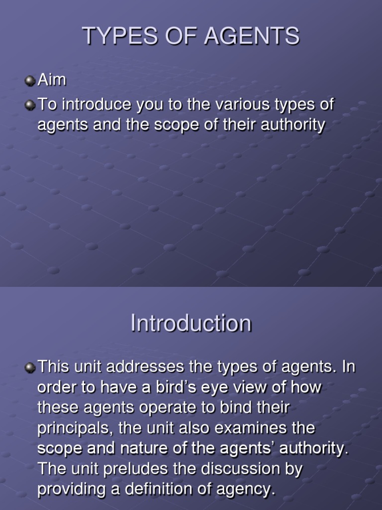 Types of Agents | Law Of Agency | Legal Concepts