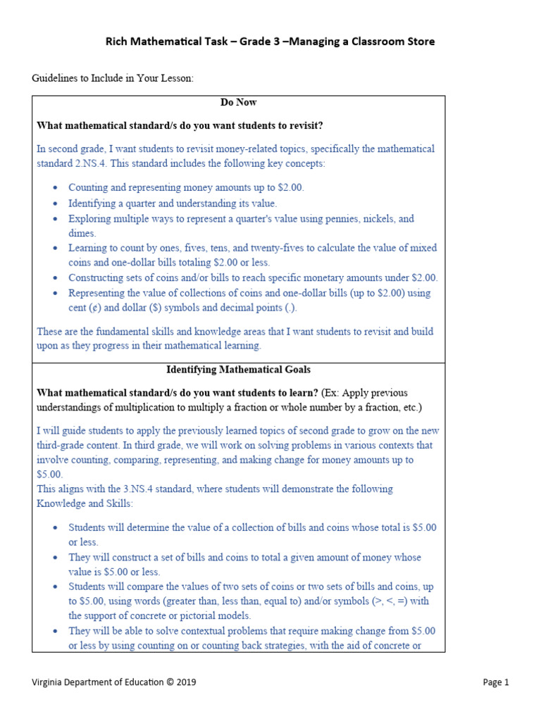 Grade 3 Money Management Task | PDF | Coins | Money