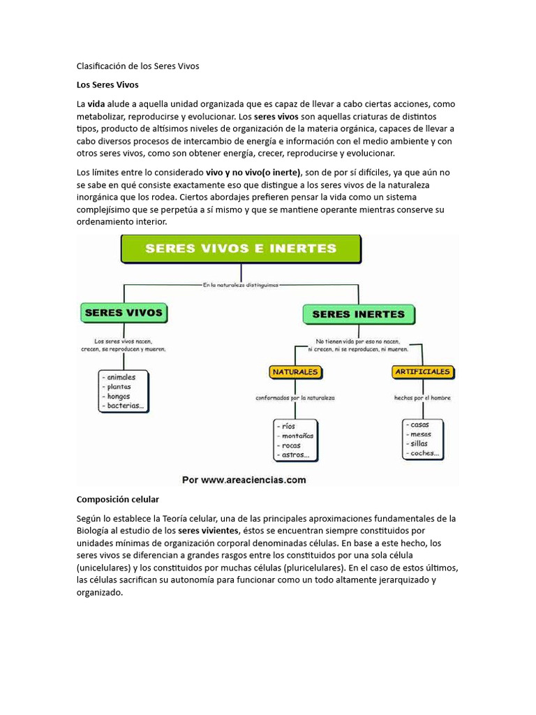 23-Clasificación de los Seres Vivos | PDF | Plantas | Organismos