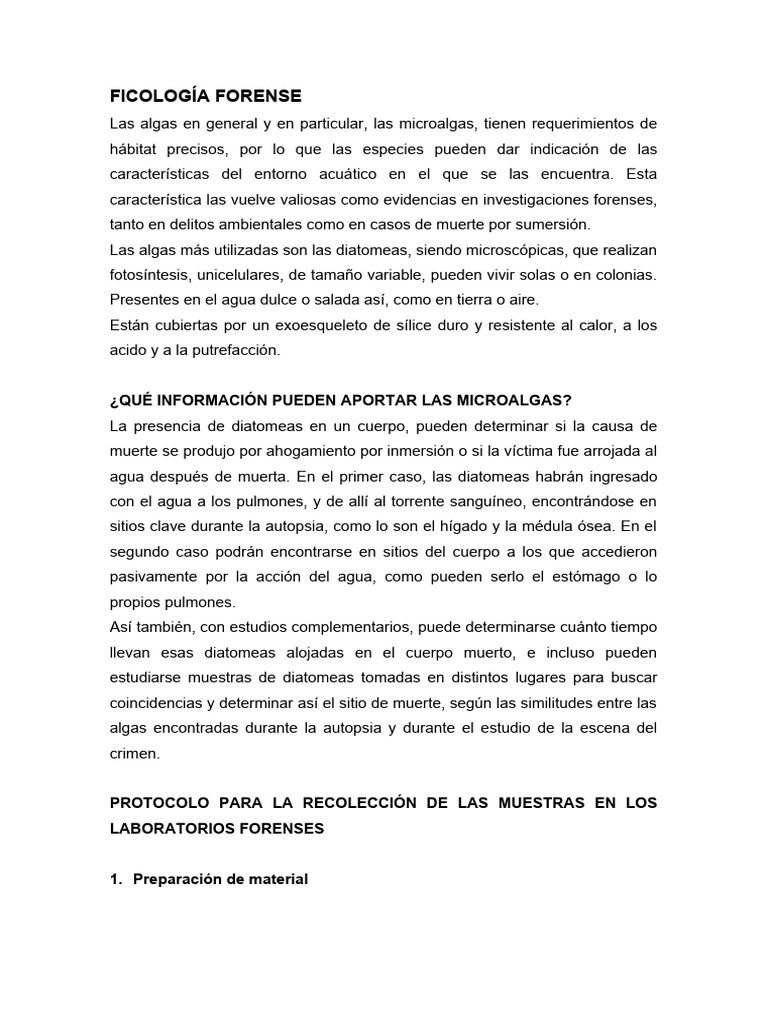 Ficología Forense | PDF | Agua
