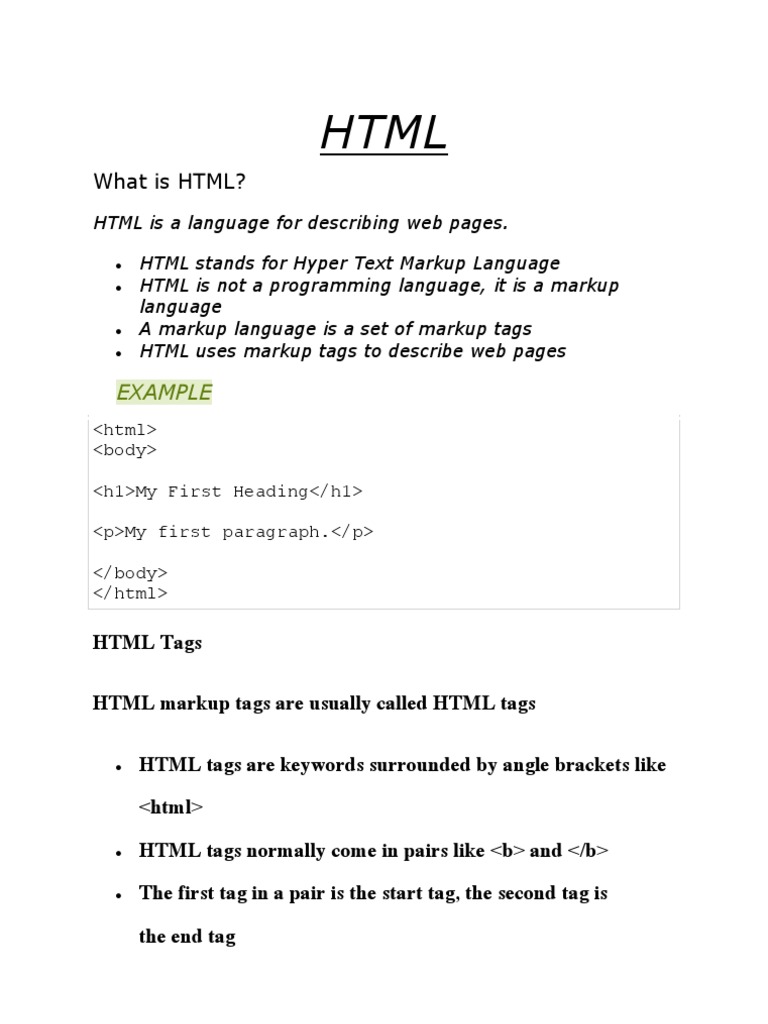 What Is HTML | PDF | Html Element | Markup Language