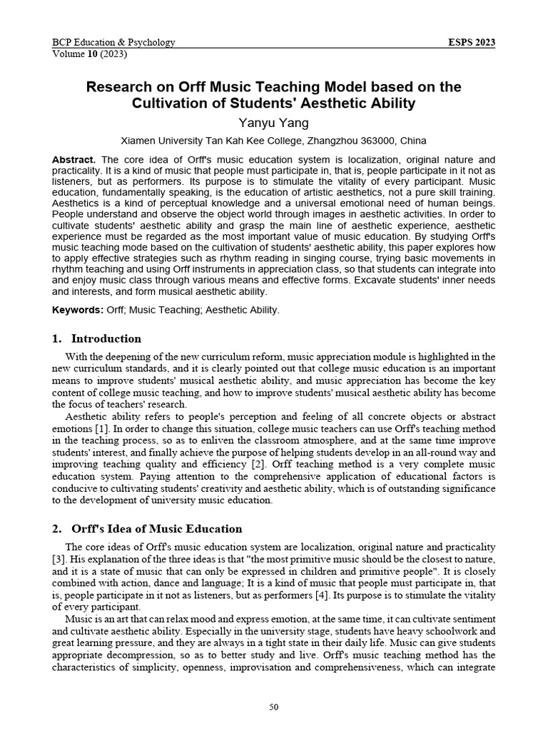 Research On Orff Music Teaching Model Based On The | PDF | Music ...