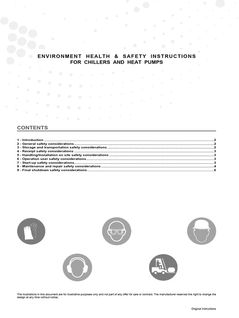 Environment Health & Safety Instructions For Chillers and Heat Pumps ...
