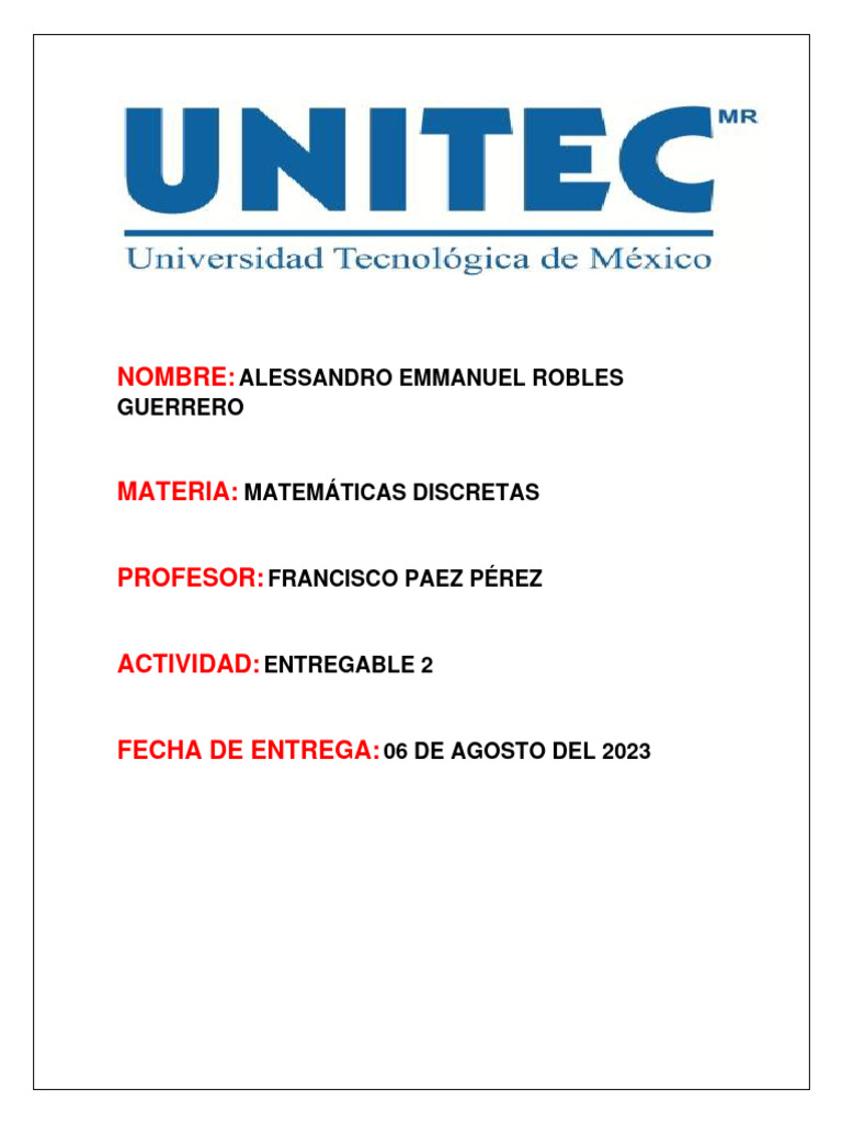 Entregable 2 Matemáticas Discretas | PDF
