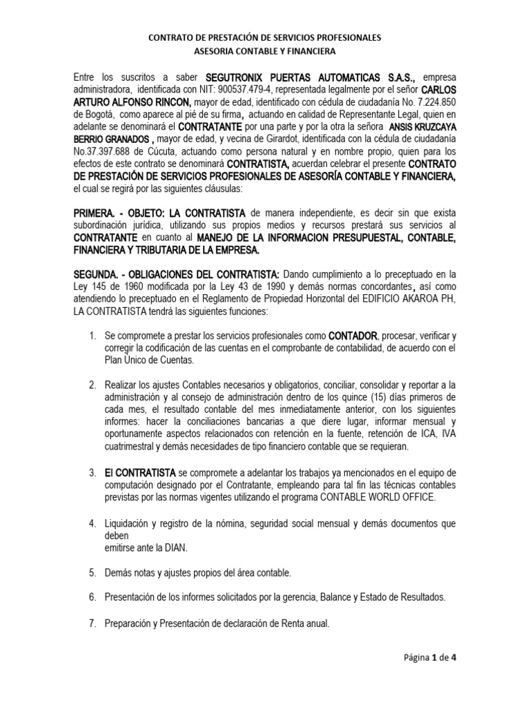 Formato de Contrato | PDF | Contabilidad | Estado financiero