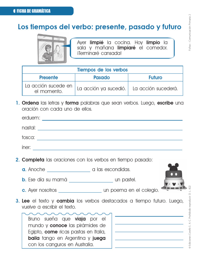 FA - Los Tiempos Del Verbo - Presente, Pasado y Futuro | PDF