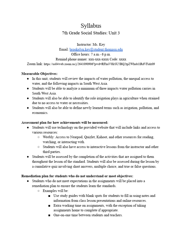 Final Project Syllabus | PDF | Teachers | Learning