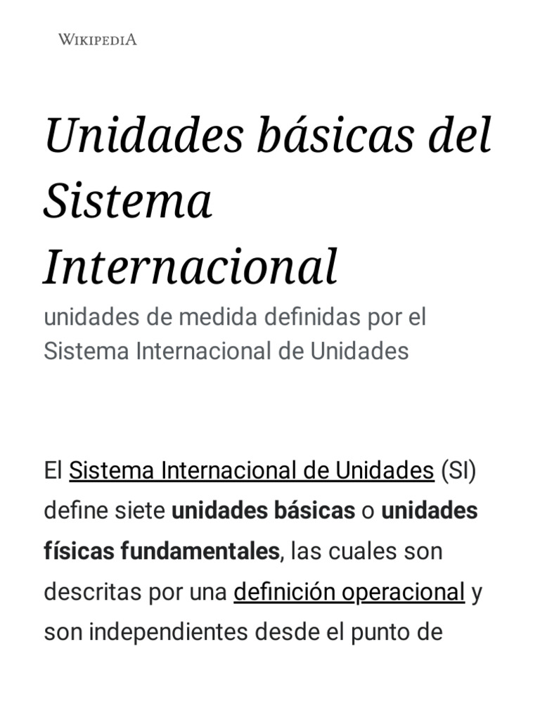 Unidades Básicas Del Sistema Internacional - Wikipedia, La Enciclopedia ...