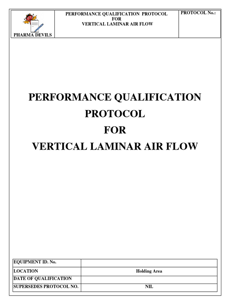 Performance Qualification Protocol For Vertical Laminar Air Flow | PDF