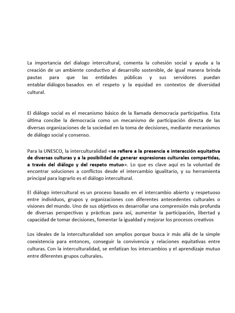 La Importancia Del Dialogo Intercultural | PDF | Democracia ... La Importancia Del Dialogo Intercultural | PDF | Democracia ...