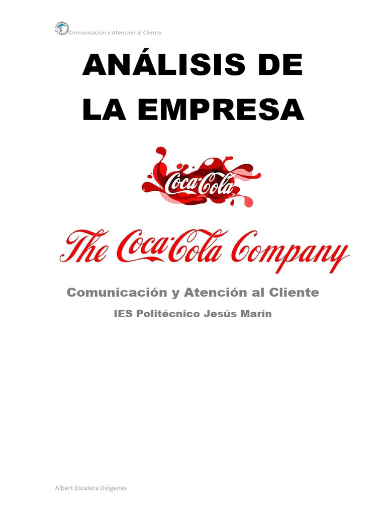 Análisis De La Empresa The Coca Cola Company Pdf Business Marketing