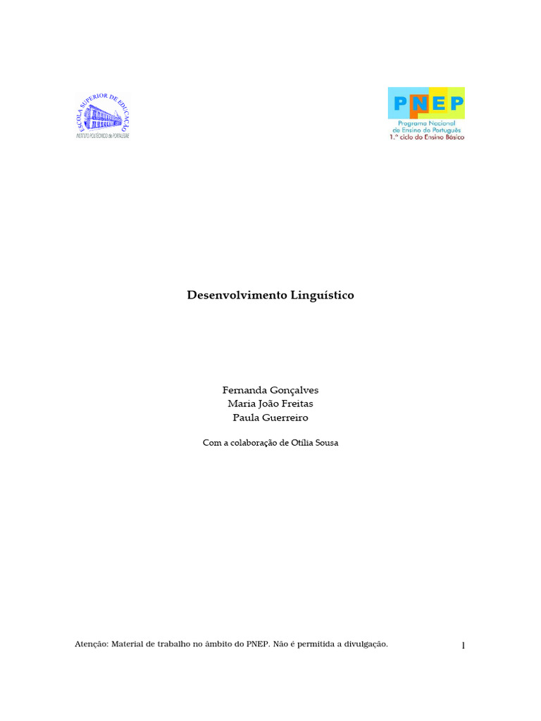 Desenvolvimento Linguistico | PDF | Linguística | Sílaba