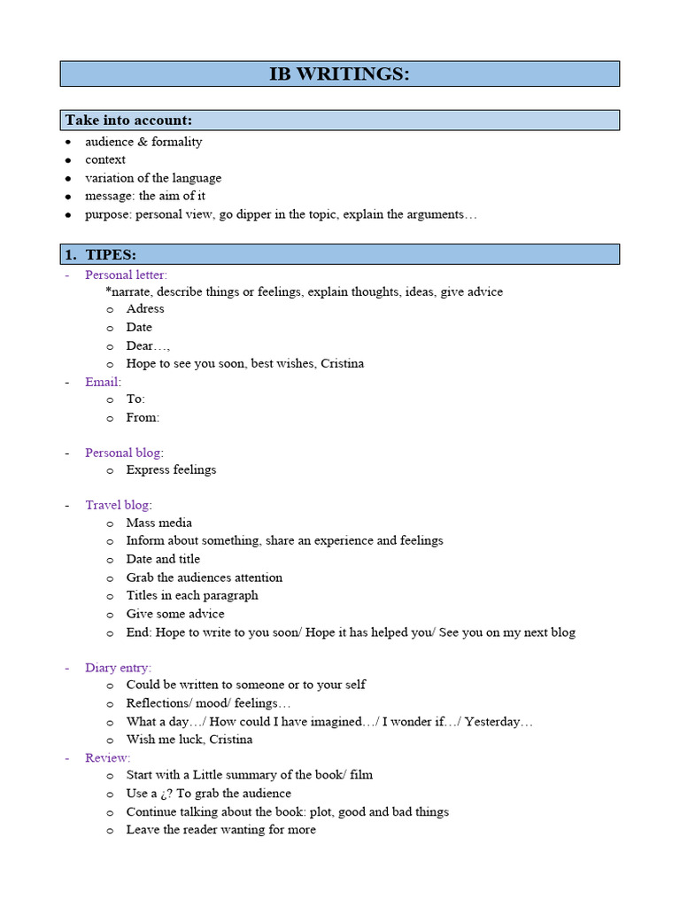 IB WRITINGS Colegio 2 Bto | PDF | Persuasion | Reason