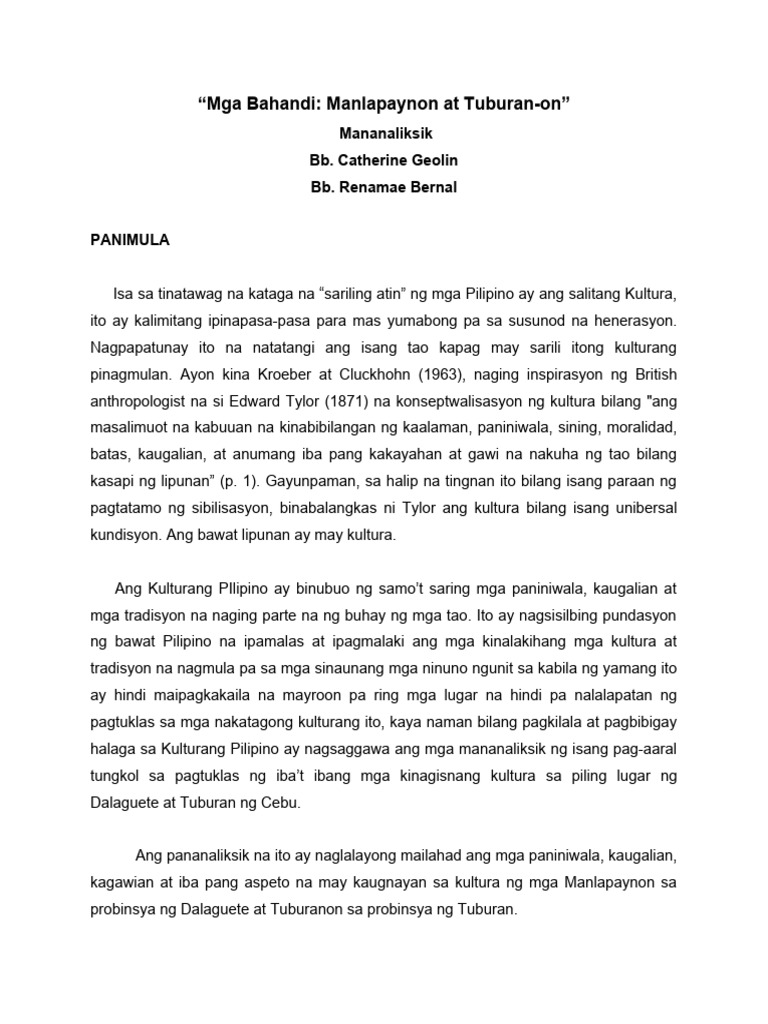 Bahandi:Manlapaynon at Tunuran-On | PDF