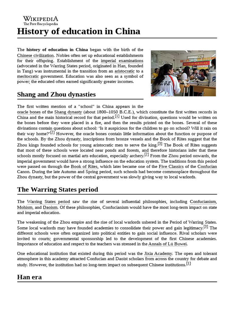 History of Education in China | PDF | China | World Politics