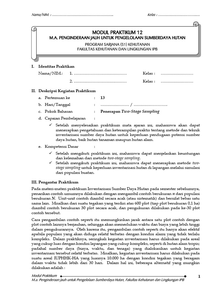 13 Praktikum PJJ - Two Stage Sampling | PDF