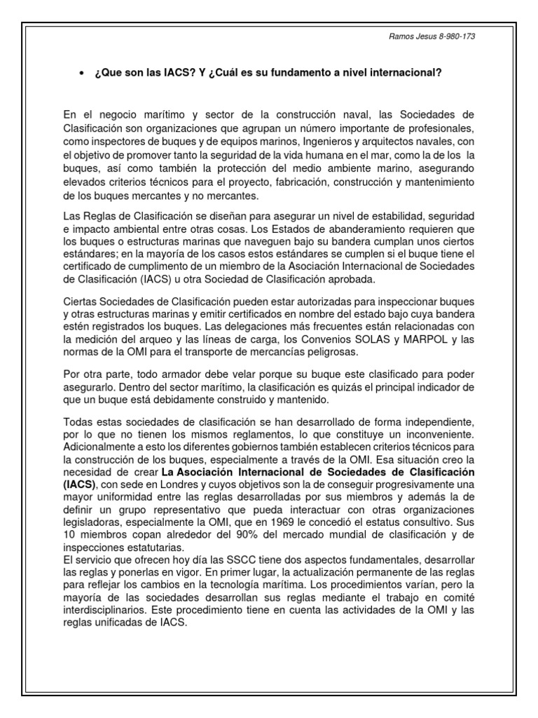 Importancia de las IACS en la Clasificación Marítima | PDF | Negocios