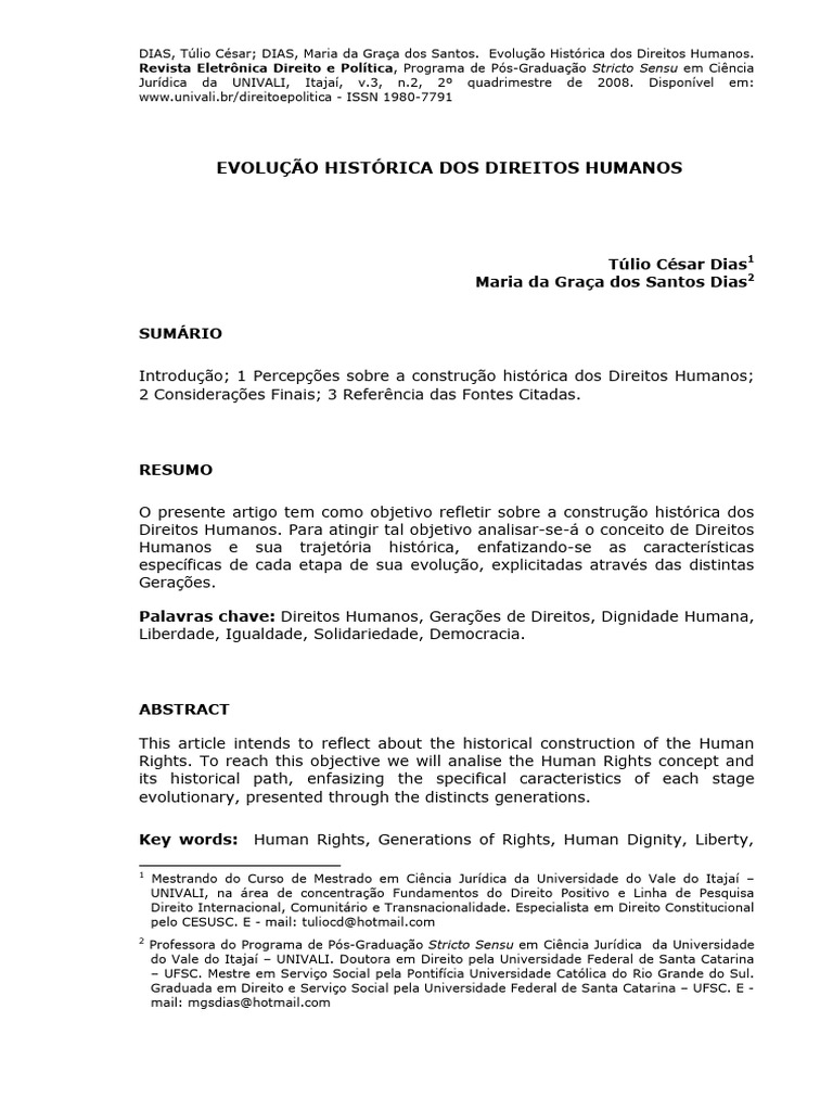 Un 02 Evolução Histórica Dos Direitos Humanos Pdf