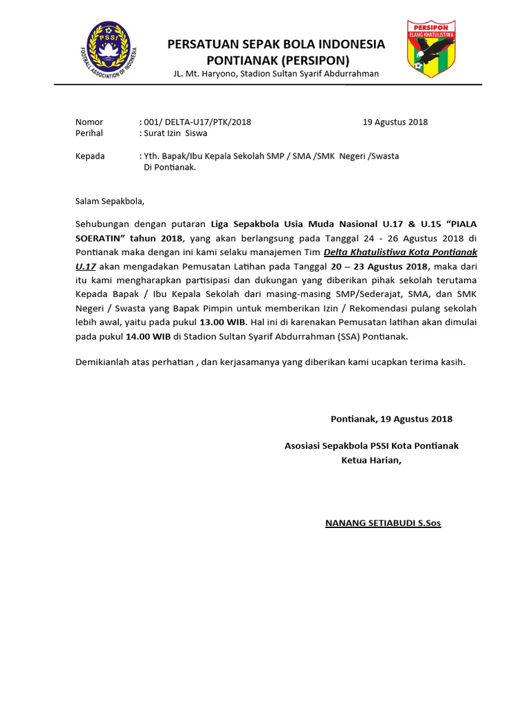 Surat Izin Sekolah | PDF