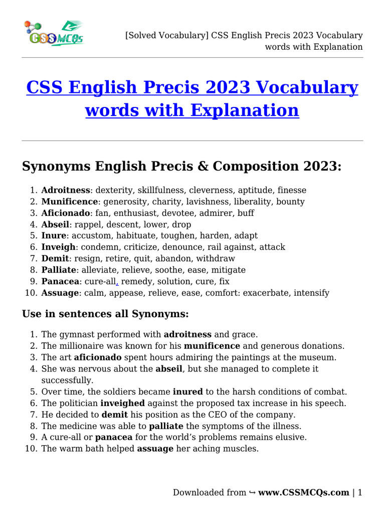 CSS 2023 Vocabulary Guide | PDF | Lexical Semantics | Lexicology