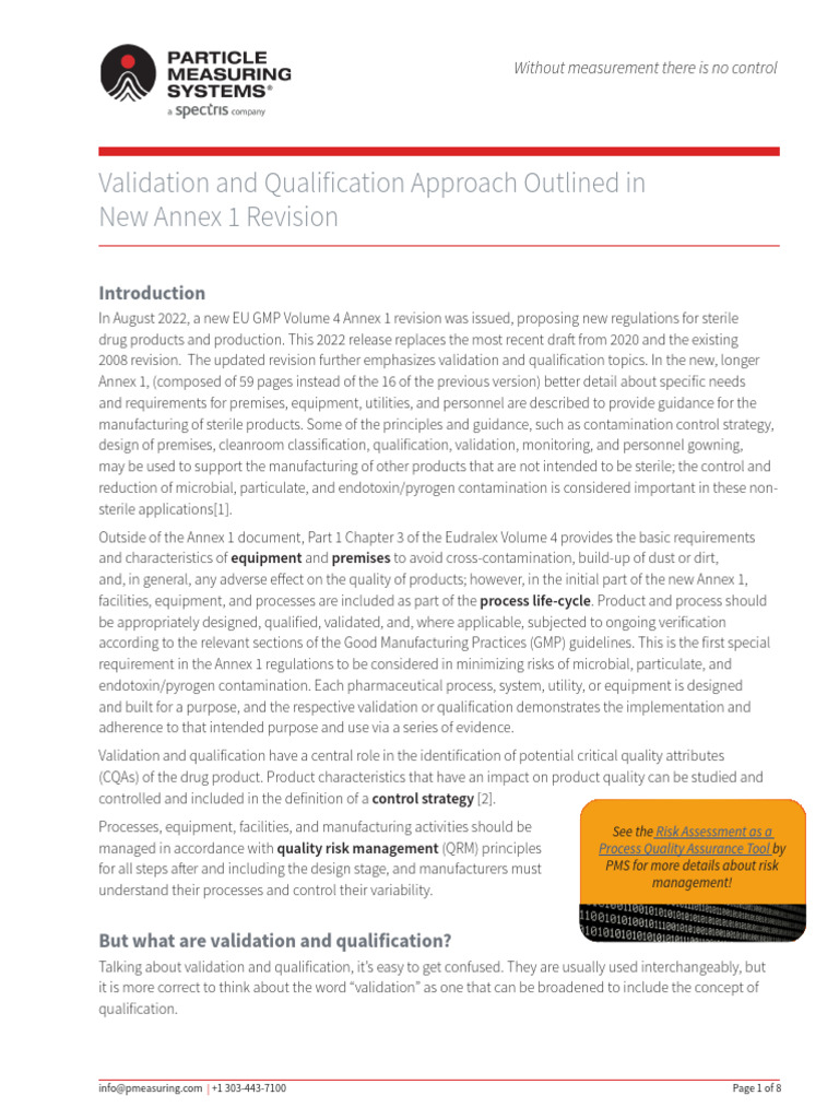 326 Validation and Qualification Approach Outlined in New Annex 1 Revision | PDF | Verification ...