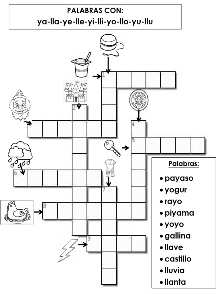 Crucigrama Palabras Con Y-Y | PDF