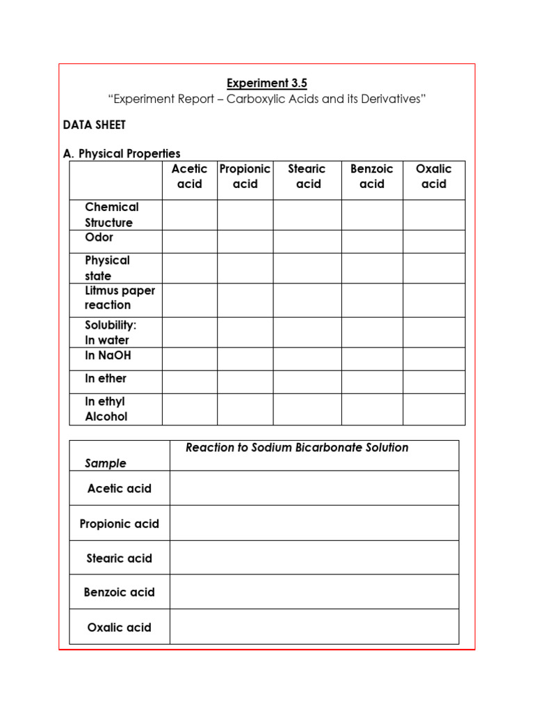 DATA-SHEET-Carboxylic Acids and Its Derivatives | PDF | Acid | Ester