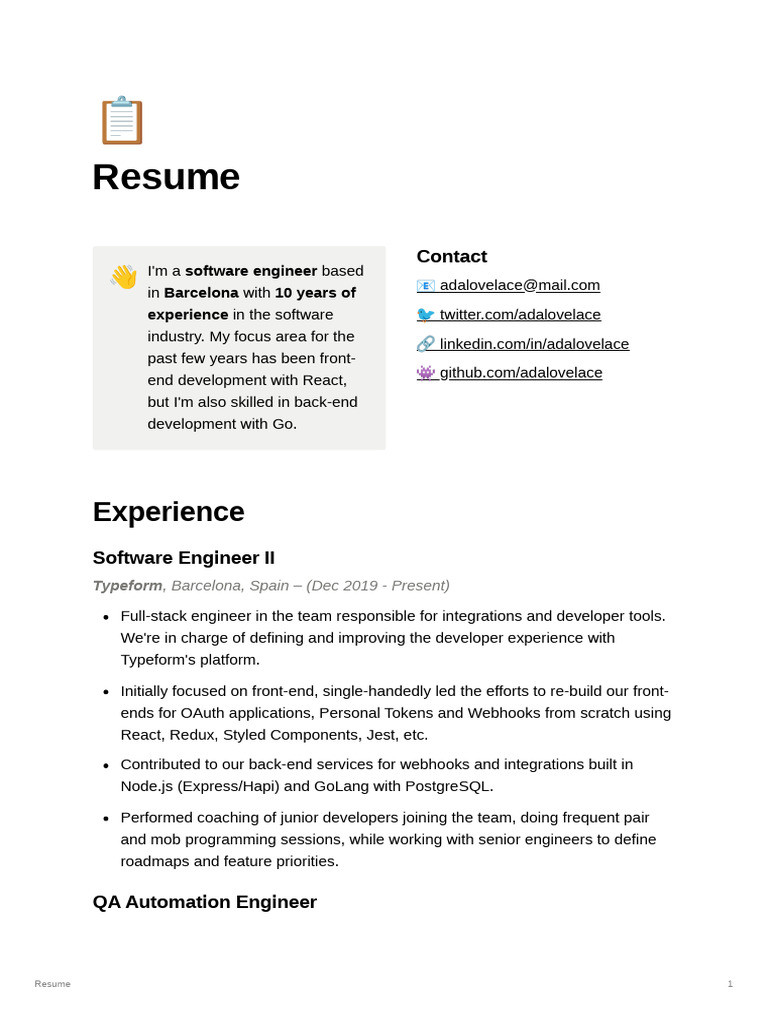 Resume: Experience | PDF | Software Development | Computer Programming