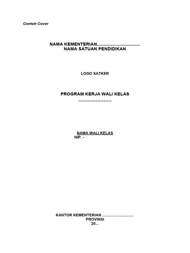 Cover Program Kerja Wali Kelas | PDF