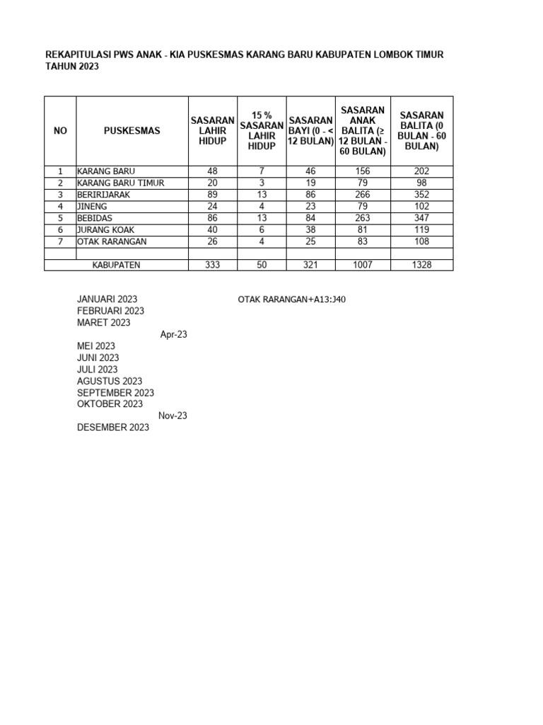 Format PWS Anak 2023 Prov | PDF