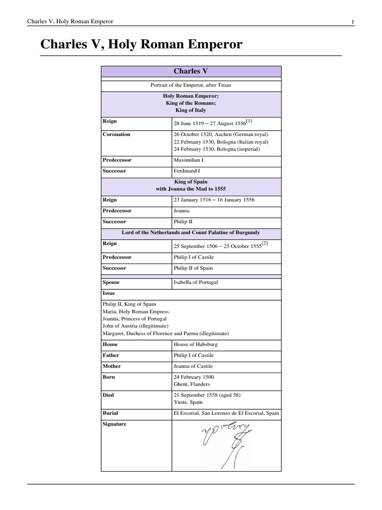 Charles V Holy Roman Emperor | PDF | Holy Roman Empire | House Of Habsburg