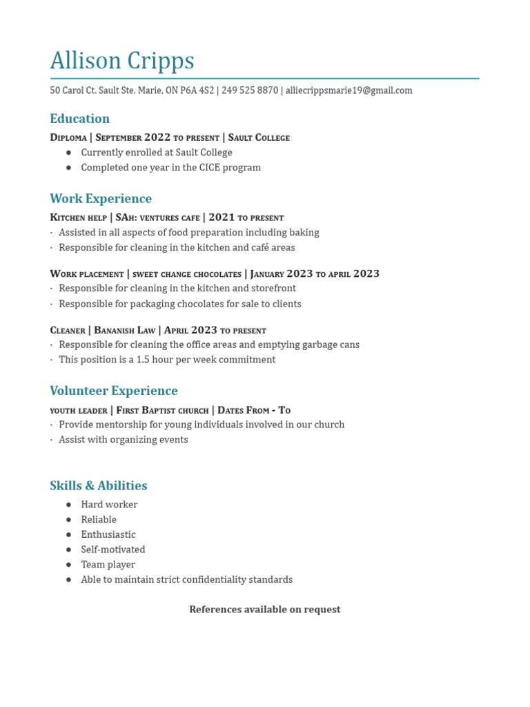 Allison Cripps: Resume Overview | PDF