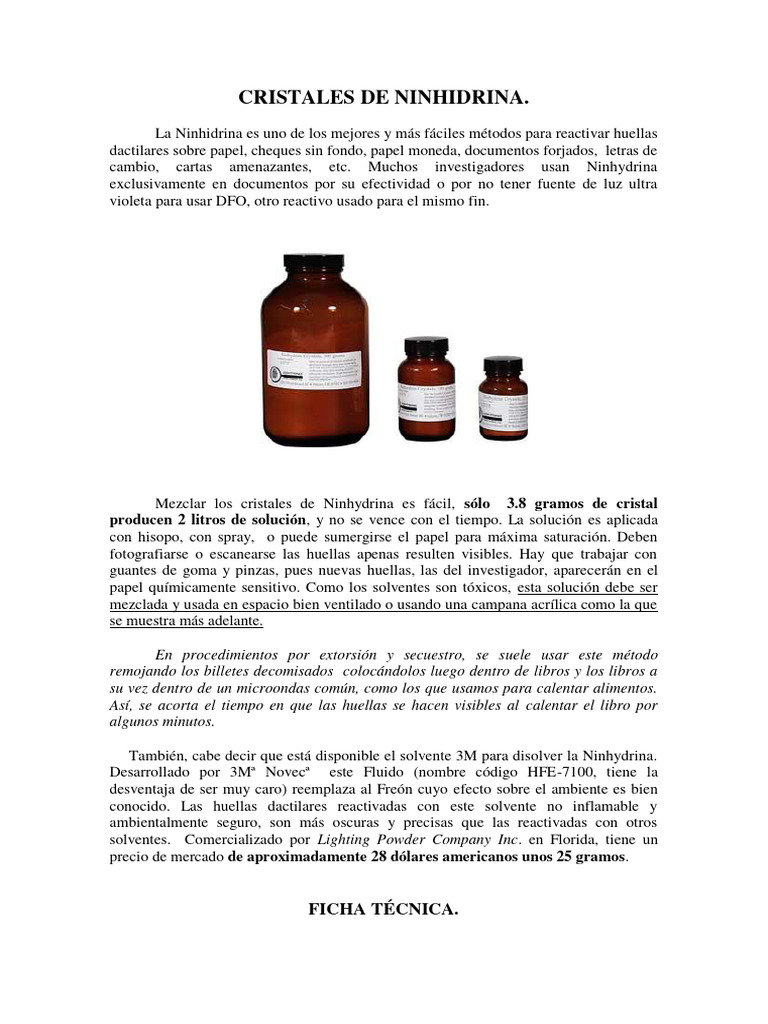 Cristales de Ninhidrina | PDF | Papel | Solvente